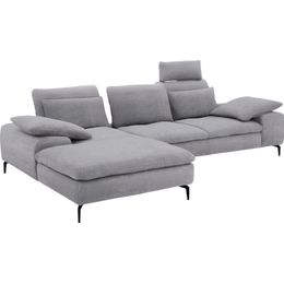 Ecksofa W.Schillig, B:299cm H:83cm T:178cm, grau, Chenille-Flachgewebe R66 (85% Polyester, 15% Nylon), Wohnzimmer, Sofas, "valentinoo, Designsofa,