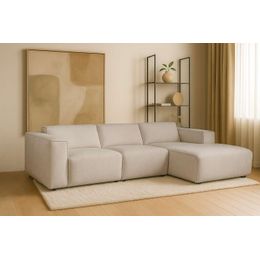 Ecksofa Home Affaire, B:281cm H:71cm T:161cm, beige, 94% PES, 6% NY, Wohnzimmer, Sofas, "Noord mit Kedernaht, Breite 281 cm, L-Form", Cord, Struktur,