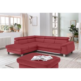 Ecksofa COTTA, B:249cm H:72cm, rot, Microfaser PRIMABELLE (100% Polyester);Kunstleder SOFTLUX;Feinstruktur (100% Polyester);Kunstleder
