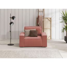 Sessel Home Affaire, B:120cm H:85cm T:86cm, rot, 100% Polyester, Wohnzimmer, Sessel, "SHERWOOD, Love-Seat in 3 Stoffarten verf&uuml;gbar", passend zur