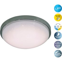 Näve NÄVE LED Deckenleuchte "Catania", 1, Ø 29cm H: 9cm, 1 Stk., weiß, Wohnzimmer, Leuchten, Kristalleffekt, Memory,Nachtlicht, IR-Fernbedienung