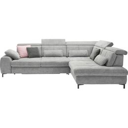 Ecksofa, B:317cm H:84cm T:220cm, grau, SET ONE BY Musterring, 100% Polyester, Wohnzimmer, Sofas, "SO 3400 Sitzhöhe 47cm oder 49cm, Sitztiefe