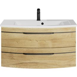 Waschtisch SAPHIR, B:91cm H:50,2cm T:50,1cm, braun, Badezimmer, Waschtische, "Serie 7045 Mineralmarmor-Waschtisch und Unterschrank, 91 cm breit",