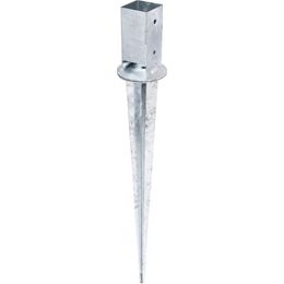 Alberts Einschlag-Bodenh&uuml;lse, &Oslash; 11mm, grau, Bodenanker, feuerverzinkt, 71 x 71 mm, Gesamtl&auml;nge 900 mm