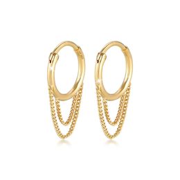 Elli Damen Paar Ohrh&auml;nger "Ohrh&auml;nger Creole Panzer Ketten Glieder 925 Silber", onesize, ohne Stein, Silber 925 (Sterlingsilber), gold, Silber 925