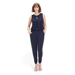 Vera Mont Damen Overall "Damen Jumpsuit im Glitzer-Look", blau, Gr. 44, Chiffon, Obermaterial: 95% Polyester, 5% Elasthan. Futter: 100% Polyester.,