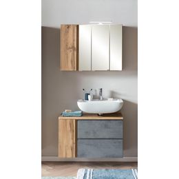 Badm&ouml;bel-Set Welltime, B:85cm H:200cm T:35cm, grau, MDF, Kastenm&ouml;bel-Sets, "S&ouml;lden"