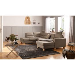 Wohnlandschaft Home Affaire, B:313cm H:100cm, beige, Sofas, "Navan, komfortabel mit viel Platz, U-Form", wahlweise mit Bettfunktion und Kopfstütze