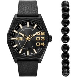 Diesel Damen Quarzuhr "SCRAPER", schwarz, Armbanduhren, Armbanduhr, Herrenuhr, ideal auch als Geschenk, Lederarmband