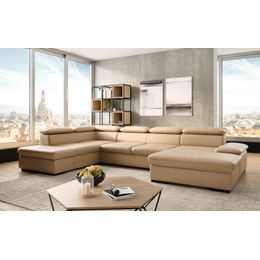 Sit & More Wohnlandschaft SIT & MORE, B:349cm H:73cm T:226cm, braun, Sofas, "Alcudia U-Form", wahlweise mit Bettfunktion