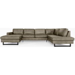 Wohnlandschaft Home Affaire, B:350cm H:85cm T:206cm, grau, Luxus-Microfaser in Lederoptik (100% Polyester);Cord (92% Polyester, 8% Polyamide), Sofas,