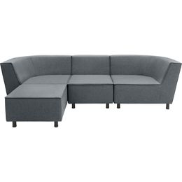 Ecksofa DOMO collection, B:279cm H:77cm T:103cm, grau, 100% Olefin, Garten, Sofas, "Sonna, individuell zusammenstellbar L-Form", Gartenlounge-Set