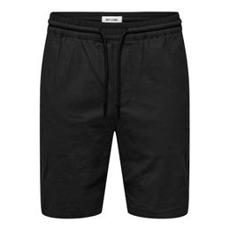 Only & Sons ONLY & SONS Herren Chinoshorts "ONSCAPRI SLIM SLUB CHINO SHORTS OTL", schwarz, Gr. XS, unifarben, Web, Obermaterial: 98% Baumwolle, 2% Elasthan, Hosen