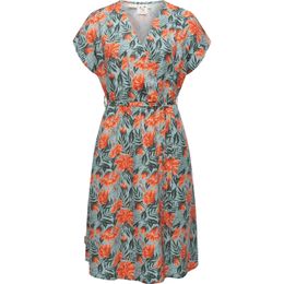 Ragwear Damen Jerseykleid "Selyma Organic", blau, Gr. L, 100% Lyocell, Kleider, stylisches Shirtkleid mit V-Ausschnitt und Bindeg&uuml;rtel