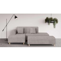 Ecksofa OTTO HOME, B:258cm H:85cm T:168cm, grau, 100% Polyester, Wohnzimmer, Sofas, "Suyala", L-Form mit Hocker