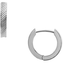 Fossil Damen Paar Creolen "Schmuck Geschenk Edelstahl Ohrringe Harlow Linear Texture", 13,3mm, Edelstahl, silber, Edelstahl, Ohrringe