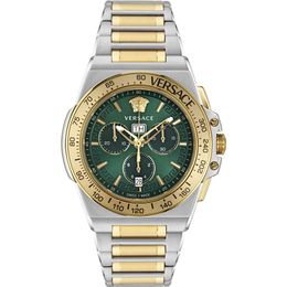 Versace Herren Chronograph "GRECA EXTREME CHRONO", silber, Armbanduhren, Quarzuhr, Armbanduhr, Herren, Datum, Stoppfunktion, Swiss Made,bicolor