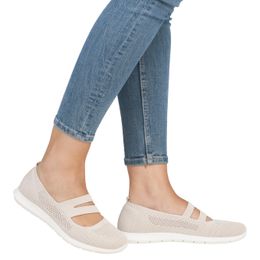 Remonte Damen Riemchenballerina, Gr. 36, beige, Textil, Schuhe, Halbschuh, Freizeitschuh, Komfortschuh mit herausnehmbarer Einlage