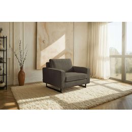 Loveseat Home Affaire, B:105cm H:85cm T:97cmbraun, 100% Polyester, Sessel, "Pinto 105 cm, Cord, Chenille, Lederoptik", mit Keder, Metallfüßen und