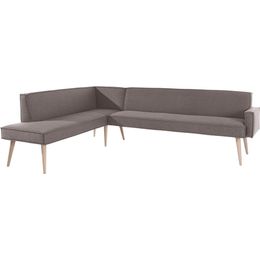Eckbank, B:198cm H:84cm T:260cm, grau, exxpo - SOFA FASHION, 100% Polyester, Esszimmer, Sitzb&auml;nke, "Lungo, moderne Kedernaht, bequem und elegant,