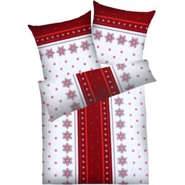 Bettw&auml;sche Dyckhoff, rot, Frottee, Obermaterial: 75% Baumwolle, 25% Polyester, Bettw&auml;sche, "Schneeflocke", aus Weichfrottier