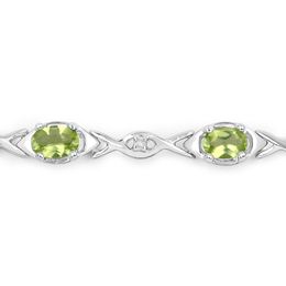 VIRA JEWELS Damen Armband "925-Sterling Silber rhodiniert Gl&auml;nzend Peridot gr&uuml;n", 19cm, Silber 925 (Sterlingsilber), wei&szlig;, Silber 925