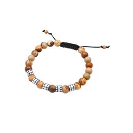 Kuzzoi Damen Armband "Herren Achat Perlen Bead Jasper Look 925 Silber", 19cm, ohne Stein, Silber 925 (Sterlingsilber), braun, Silber 925