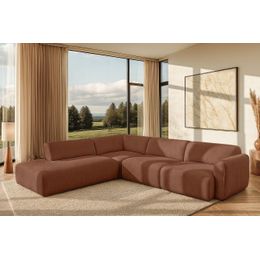 Ecksofa Home Affaire, B:241cm H:72cm T:231cm, rot, 100% PES, Wohnzimmer, Sofas, "Myrland", Breite 241 cm, Chenille, Easy Clean Stoff, mit Kaltschaum