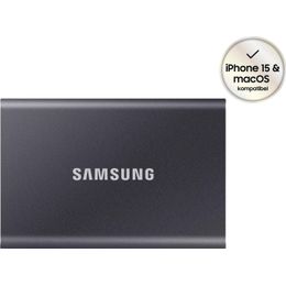 Samsung SSD-Festplatte "T7", 2 TB, Schreibgeschwindigkeitmaximal 1000 MB/s Lesegeschwindigkeitmaximal 1050 MB/s, grau, Festplatten