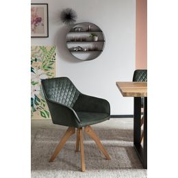 Armlehnstuhl Salesfever, B:59cm H:85cm T:61cm, gr&uuml;n, Samtvelours (100% Polyester), Buche Massivholz, Esszimmer, St&uuml;hle, "V&auml;xj&ouml; - Esszimmerstuhl