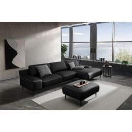 Ecksofa DESIGNWERK, B:344cm T:162cm, schwarz, Leder;Struktur 98% Polyester, 2% Acryl, Wohnzimmer, Sofas, "Forma L-Form, zeitloses Designsofa mit