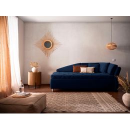 Schlafsofa Alina, B:223cm H:80cm T:112cm, blau, Samtstoff TSV (100% Polyester), Jugendzimmer, Sofas, "Lindsay", Bettkasten, Zierkissen-Set aus: 2