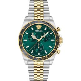 Versace Kinder Chronograph "GRECA CHRONO WAVE", gold, Armbanduhren, Quarzuhr, Armbanduhr, Herrenuhr, Swiss Made, Edelstahlarmband, analog