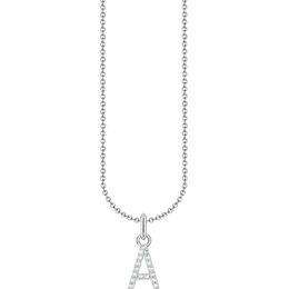 Thomas Sabo Damen Kette mit Anhänger "Buchstabe", 45, A, Silber 925 (recycelt), bunt, Silber 925 (recycelt), Halsketten, mit Zirkonia (synth.)