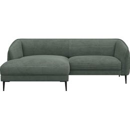 Ecksofa FLEXLUX, B:218cm H:74cm T:149cm, grün, 85% Polyester/15%Polyamide, Wohnzimmer, Sofas, "Belle Designsofa, bequem durch Kaltschaum im Sitz,