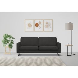 3-Sitzer Home Affaire, B:206cm H:85cm T:97cm, grau, Kunstleder (65% Polyester, 35% Lederfasern);Cord (92% Polyester, 8% Polyamide), Sofas, "Pinto,