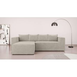 Ecksofa Home Affaire, B:244cm H:76cm T:150cm, beige, 100% Polyester, Wohnzimmer, Sofas, "LINCOLNVILLE mit Bettfunktion und Bettkasten, Maße B/H/T
