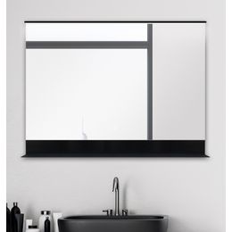 Badspiegel Talos, B:80cm H:60cm T:10,5cm, schwarz, Spiegel, "BLACK HOME", BxH: 80x60 cm, energiesparend