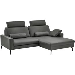 Ecksofa DIE PLANBAR, B:248cm H:114cm T:179cm, grau, Wohnzimmer, Sofas, "PN-EM20028 L-Form mit Kopfst&uuml;tzen", wahlweise mit motorischem Canape