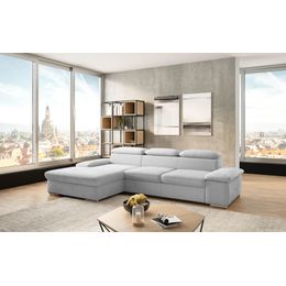 Sit & More Ecksofa SIT & MORE, B:286cm H:73cm T:174cm, grau, 100% Polyester, Wohnzimmer, Sofas, "Valantine L-Form, B: 286 cm", mit Arm- & Kopfteilverstellung,