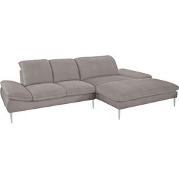 Ecksofa W.Schillig, B:310cm H:87cm T:185cm, grau, Chenille-Flachgewebe R66 (85% Polyester, 15% Nylon);Longlife Xtra-Leder Z59: Glattleder mit