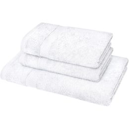 Handtuch Set Dyckhoff, wei&szlig;, Walkfrottier, Obermaterial: 100% Baumwolle, Handtuch-Sets, "Planet", 2 Handt&uuml;cher (50x100cm), 1 Duschtuch (70x140cm)