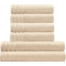 Handtuch Set Kleine Wolke, beige, Frottier, Obermaterial: 100% Baumwolle, Handtuch-Sets, "Royal, 6 Stück (4 Handtücher 50/100 cm + 2 Duschtücher