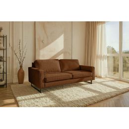 3-Sitzer Home Affaire, B:206cm H:85cm T:97cmbrick rot, 100% Polyester, Sofas, "Pinto, 206 cm, Cord, Chenille, Lederoptik", mit Keder, schwarze
