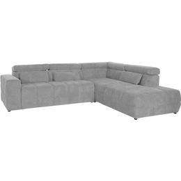 Ecksofa DOMO collection, B:275cm H:80cm T:228cm, grau, Wohnzimmer, Sofas, "Brandon L-Form, auch in Leder", inklusive Kopfteilverstellung, wahlweise