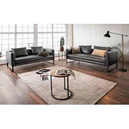 Sofa 3C CANDY, B:204cm H:85cm T:100cm, grau, Wohnzimmer, Sofas, "Avola bequem und elegantes Leder-Sofaset, tolle Verarbeitungsdetails", Garnitur: