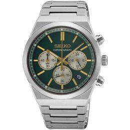 Seiko Herren Chronograph, silber, Armbanduhren, Quarzuhr, Armbanduhr, Herrenuhr, Edelstahlarmband, analog, Tag