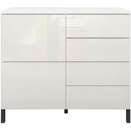 borchardt M&ouml;bel Kommode BORCHARDT M&Ouml;BEL, B:93cm H:80cm T:35cm, wei&szlig;, Spanplatte, Sideboards, "Haama, modern, grifflos, Metallf&uuml;&szlig;e, praktisch, 2 T&uuml;ren", Push-To-Open,