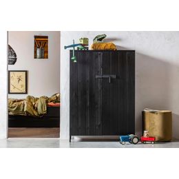 Highboard Woood, schwarz, Holzwerkstoff, Wohnzimmer, Sideboards, "Bruut Midischrank, Hochkommode", aus massive Kiefer, H 141 cm x B 100 cm
