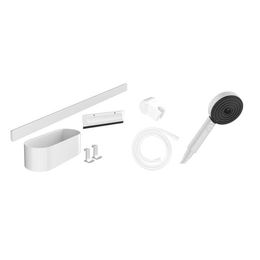 Hansgrohe WallStoris Handbrause Set 24291700 3jet Activation EcoSmart, mit Brausestange, Accessoireset, Mattwei&szlig;